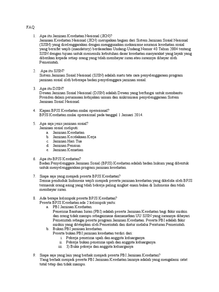 FAQ TTG BPJS | PDF | Pengelolaan Keuangan & Uang | Ilmu Sosial