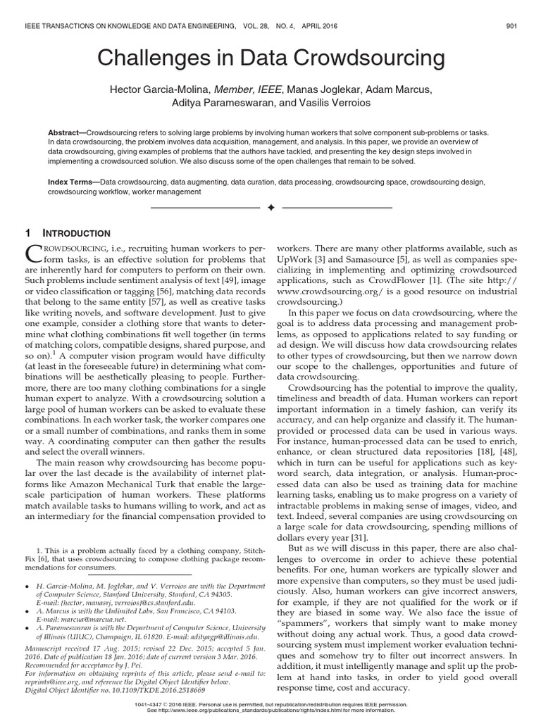 Challenges in Data Crowdsourcing | Download Free PDF | Crowdsourcing | Data