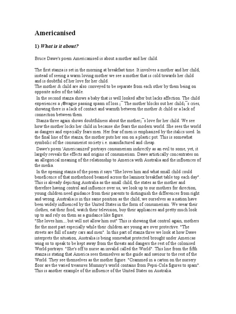Americanised | PDF | Mother | Poetry