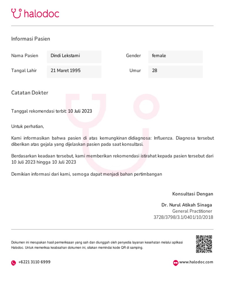 Diagnosa Influenza Dindi Lekstami | PDF | Kesehatan Holistik | Sains & Matematika