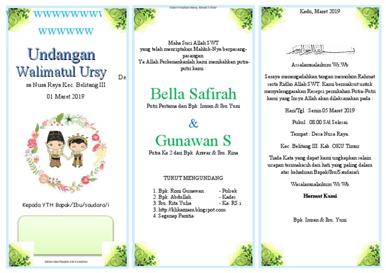 Undangan Walimatul Ursy 3 Kolom Yang Bisa Di Edit Format Word Doc030 | PDF