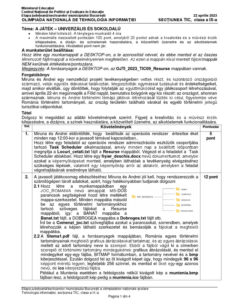 Ojti 2023 Tic09 Subiect Lma | PDF