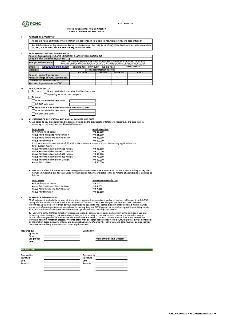 Form 103 Application For Accreditation.. | PDF | Information | Economies
