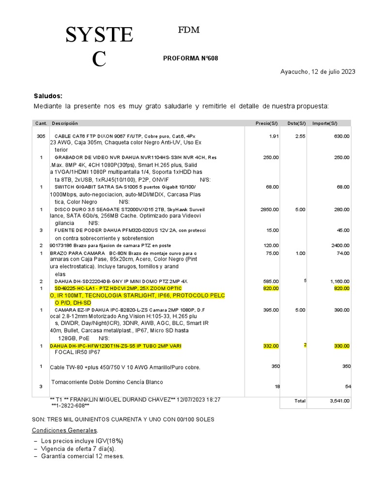 Proforma T1 Local 1 Nro 608 | PDF