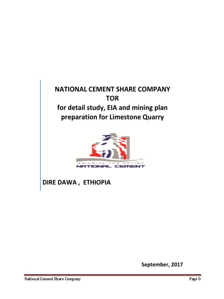 TOR For Detail Study, EIA and Mining Plan Preparation For Limestone Quarry | PDF | Mining | Geology