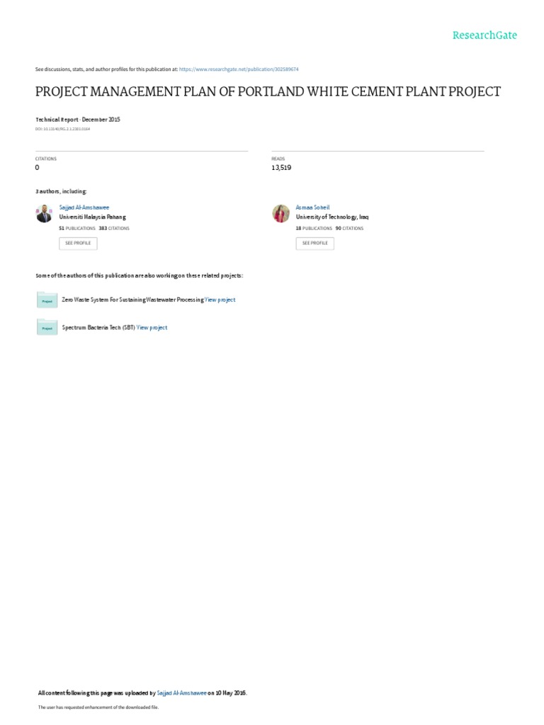 CementProject Plan | PDF | Cement | Concrete