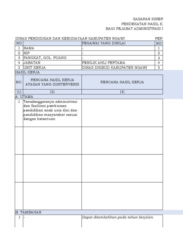 02 - 1. Form SKP JA Kuantitatif - Jabfung Penilik | PDF