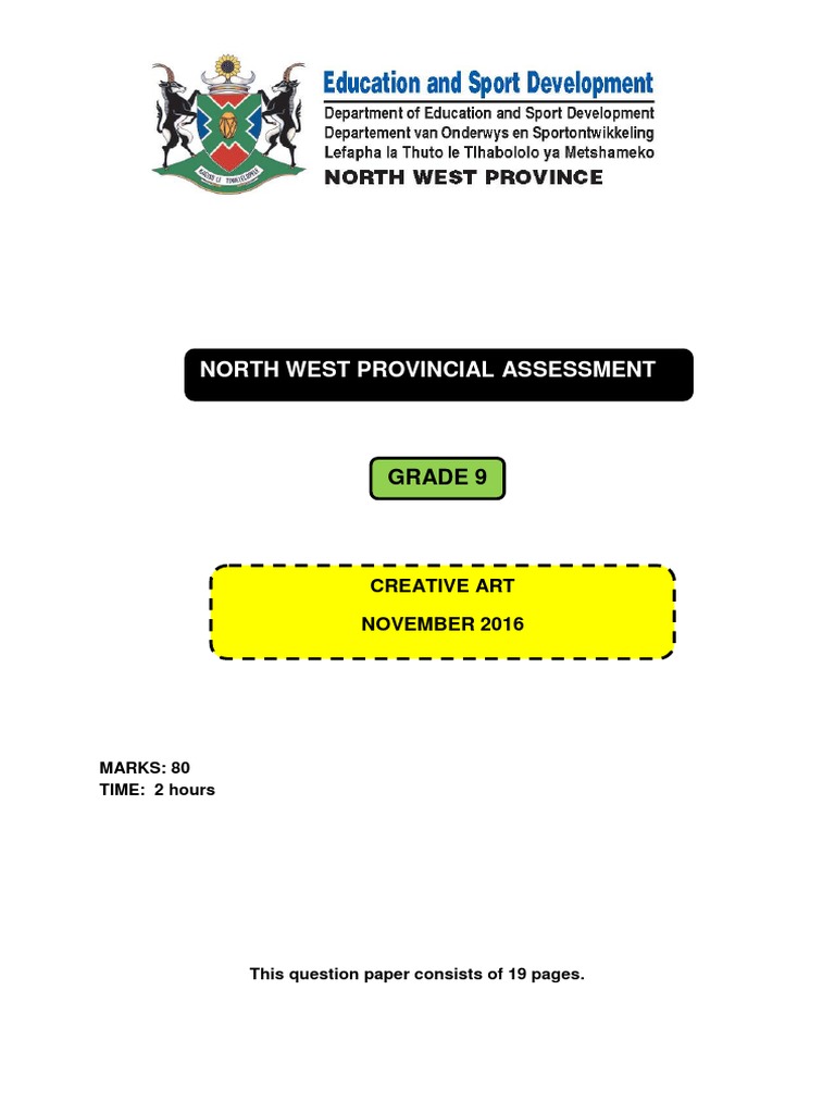 ENG GREATIVE ARTS Gr9 Nov2016 QP | PDF