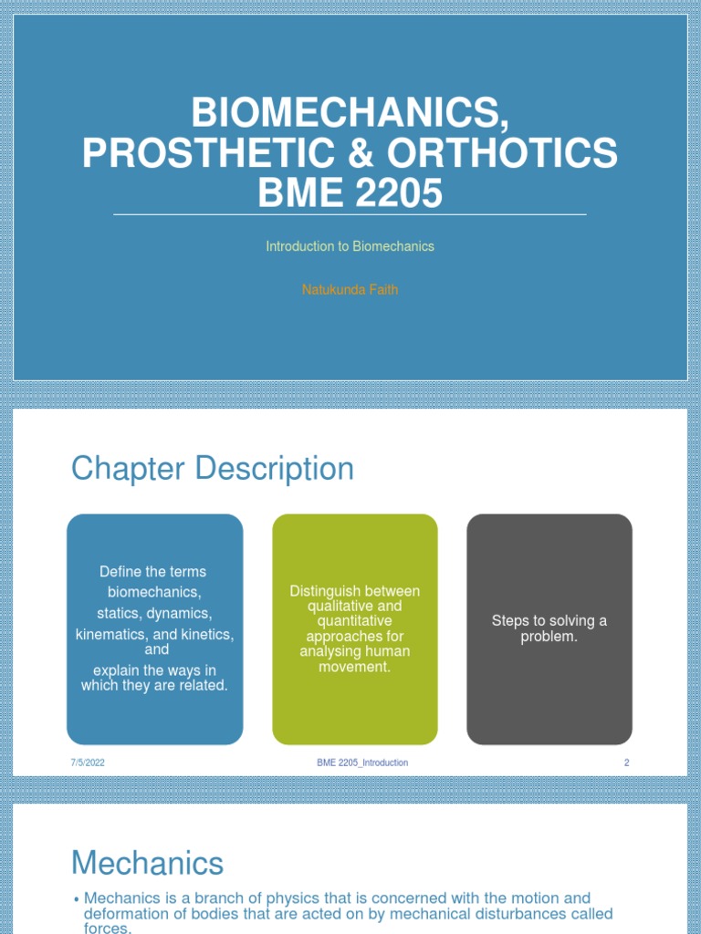 BME 2205 Lecture 1 Introduction To Biomechanics | PDF | Biomechanics | Anatomical Terms Of Motion