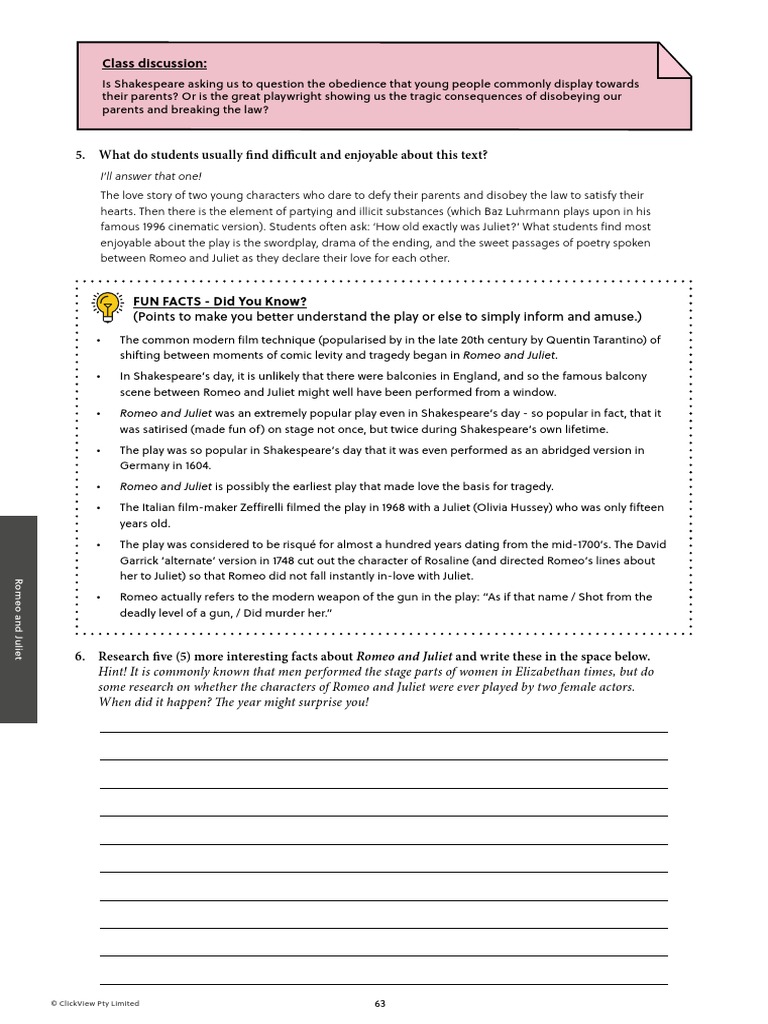 Romeo and Juliet: Fun Facts & Analysis | PDF | Romeo And Juliet ...