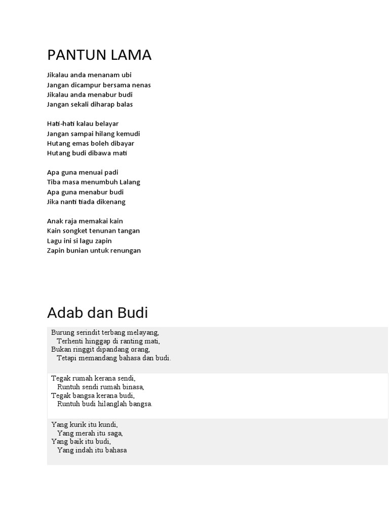 Keindahan Pantun Melayu Klasik | PDF