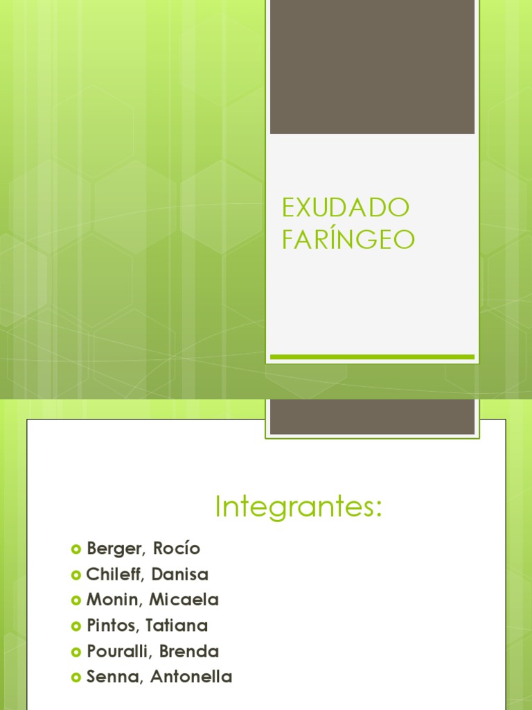 Exudado Faríngeo: Indicaciones y Resultados | PDF | Especialidades ...
