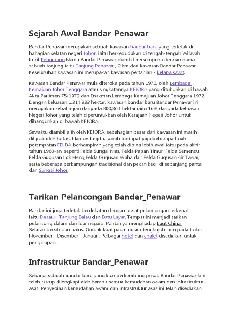 Sejarah Bandar Penawar | PDF