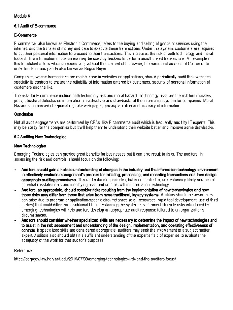 Module 6 Audit CIS | PDF | Audit | E Commerce