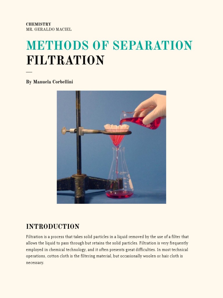 Methods of Separation Filtration | PDF