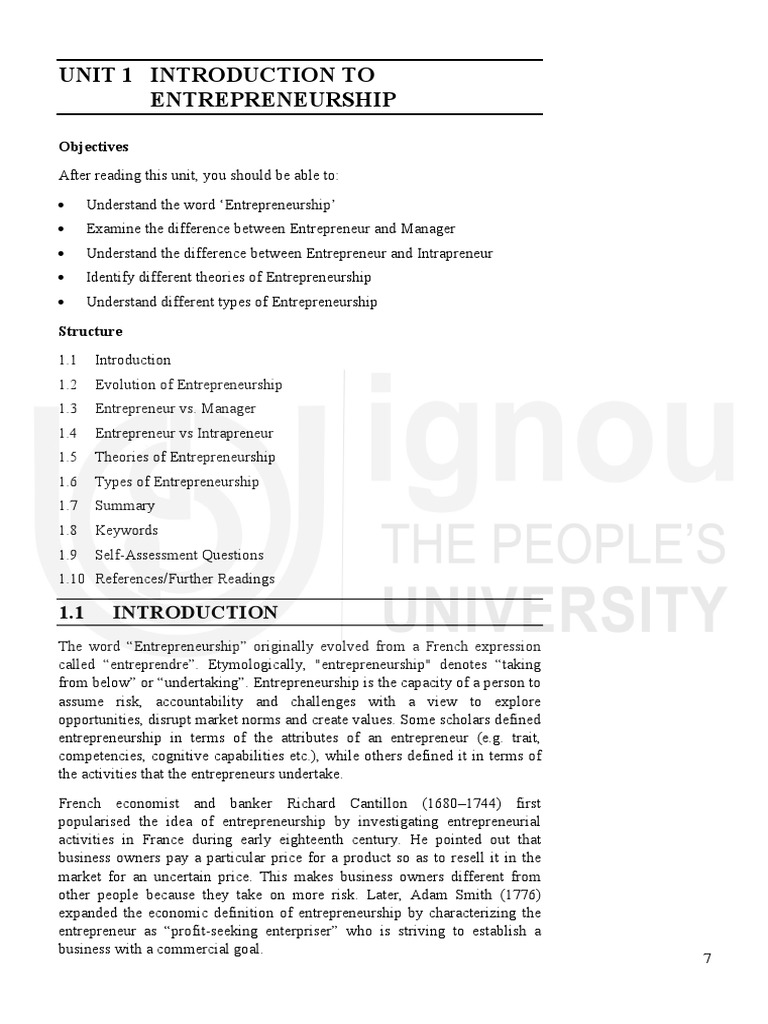 Unit 1 | PDF | Entrepreneurship | Economics Unit 1 | PDF | Entrepreneurship | Economics
