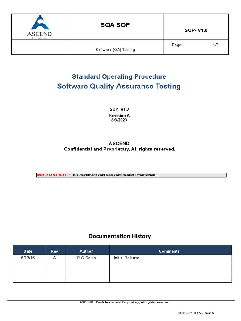 Sqa Sop Document | PDF | Software Testing | Tests