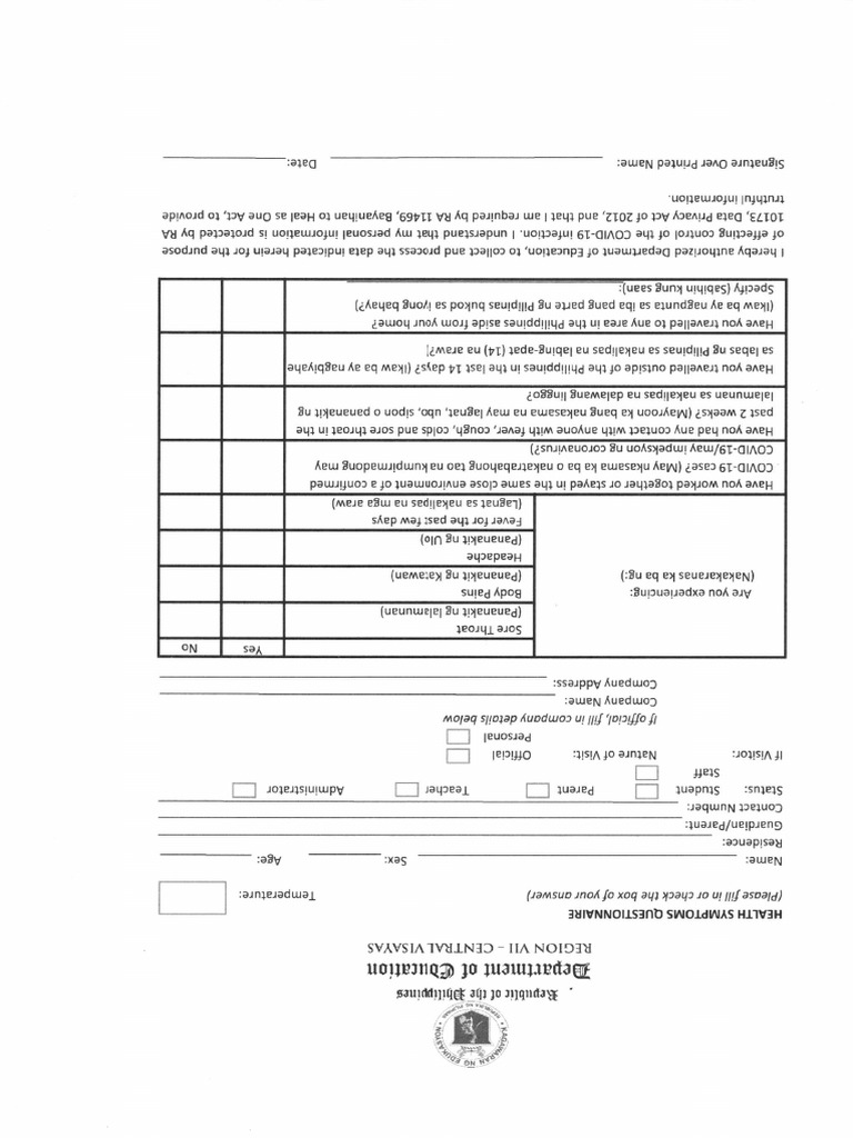 Health Declaration Form | PDF