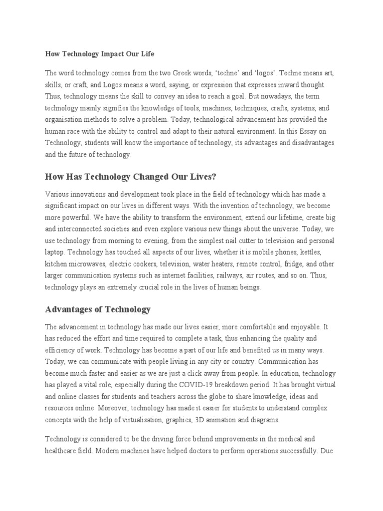 How Technology Impact Our Life | PDF | Educational Technology ...