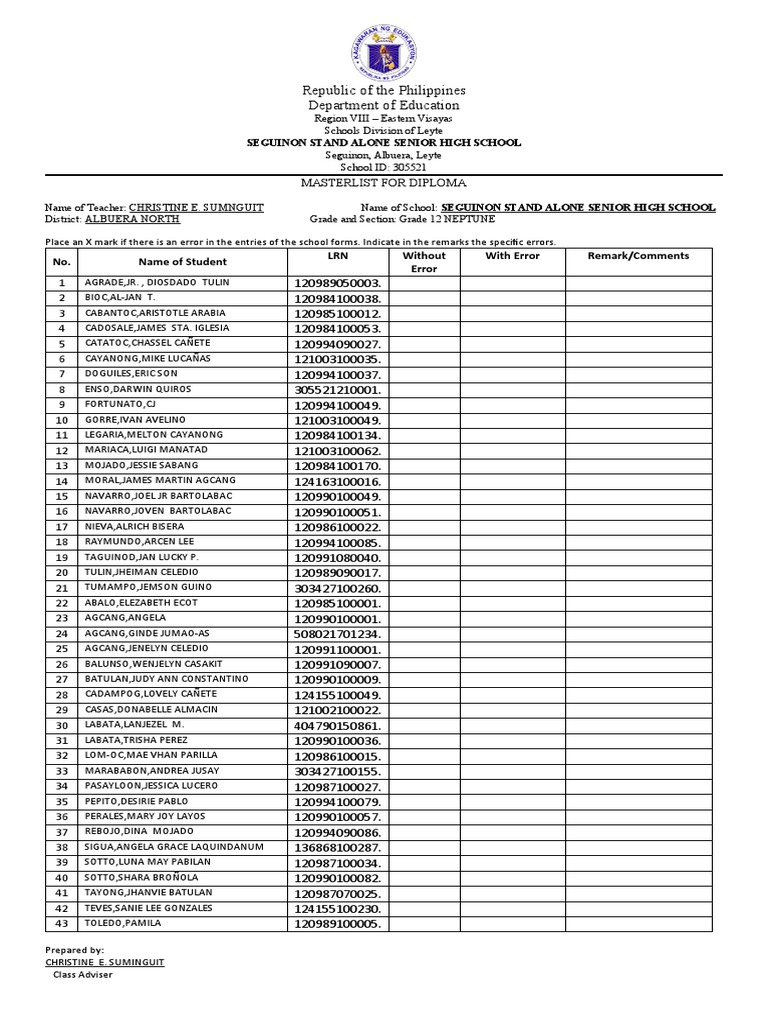 School Form Checklist | PDF
