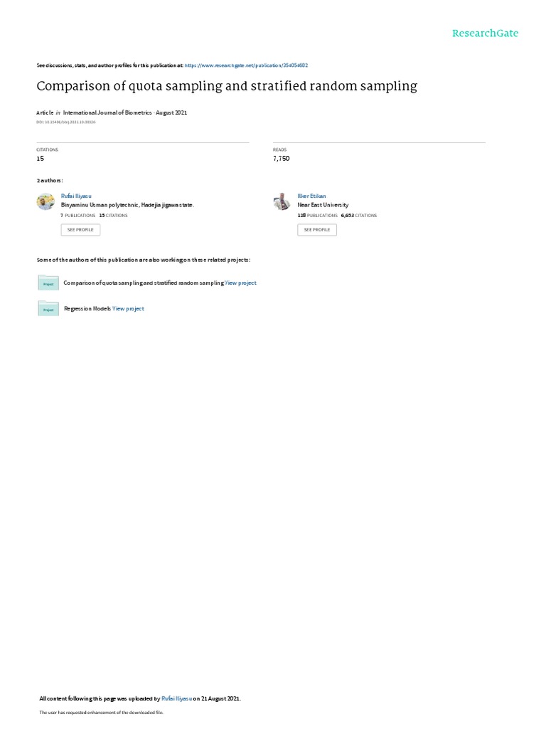 Amostragem - Comparison of Quota Sampling and Stratified Random ...