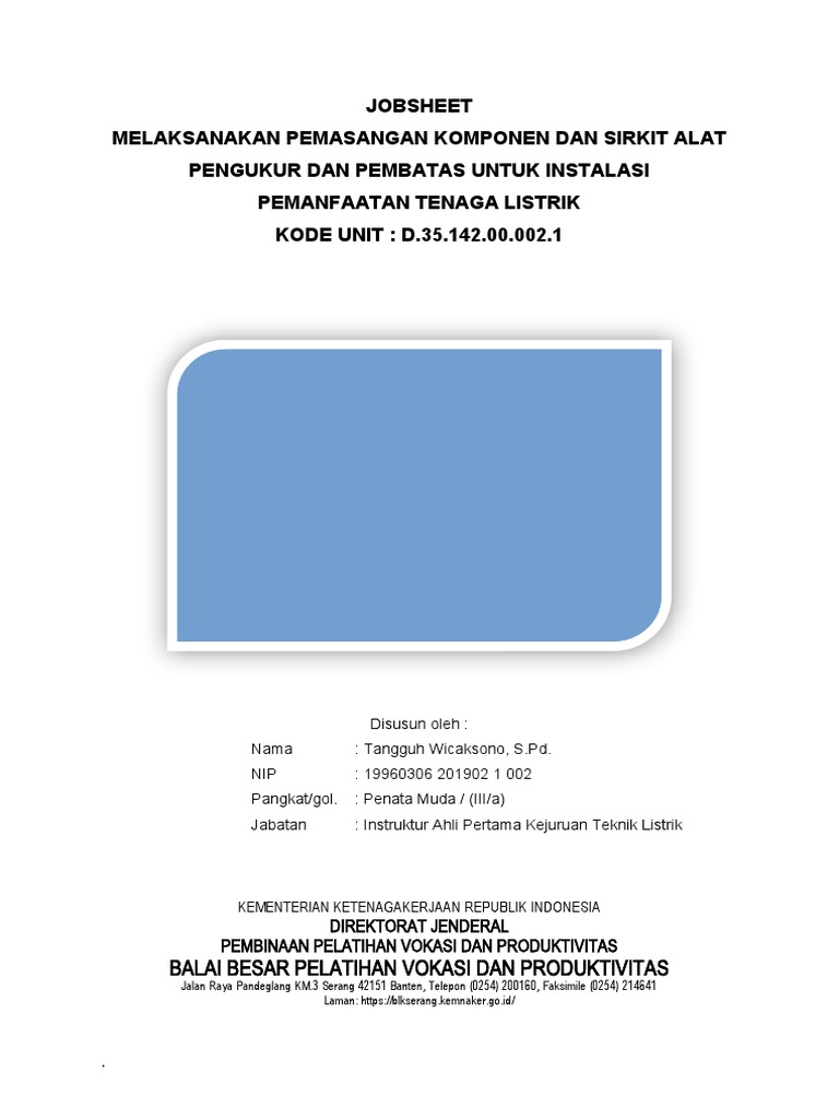 Jobsheet 1 - MEMASANG INSTALASI LISTRIK FASE TUNGGAL 1 GRUP DIPROTEKSI MCB | PDF