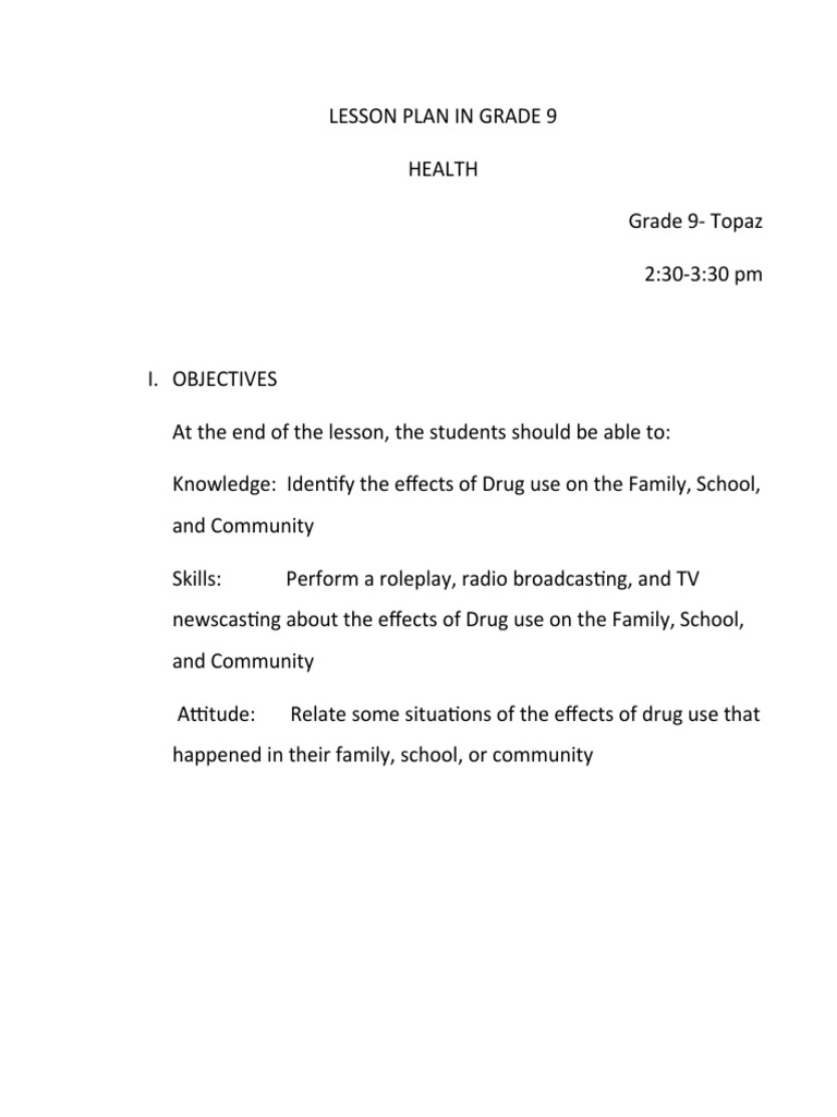 FSTD Lesson Plan | PDF | Lesson Plan | Substance Abuse