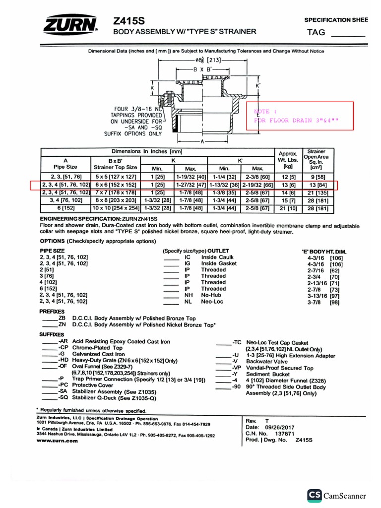 Floor Drian Z415S | PDF