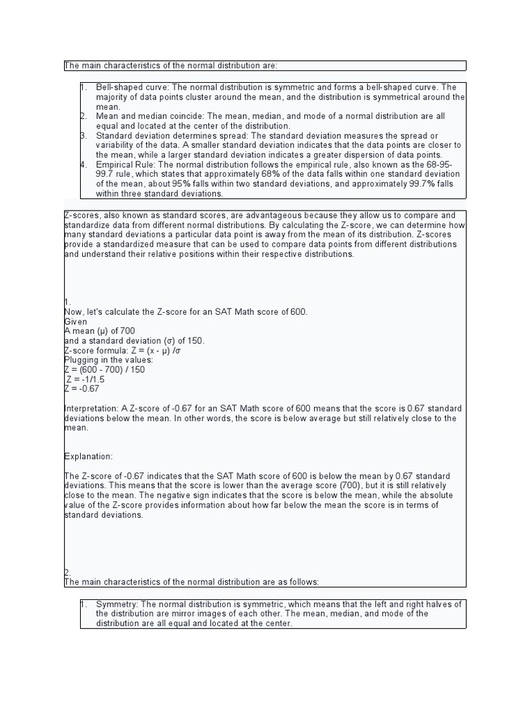 The Main Characteristics of The Normal Distribution Are | PDF ...