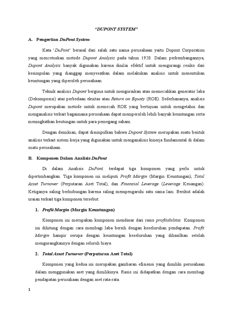 Dupont System | PDF | Pengelolaan Keuangan & Uang | Komputer