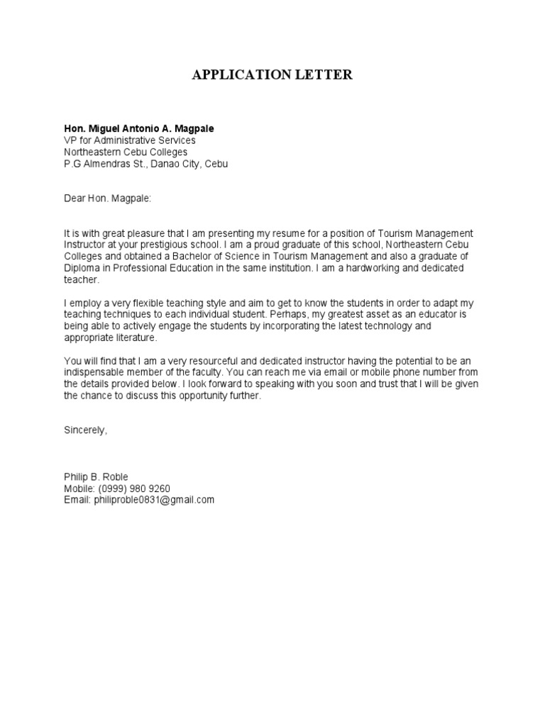 APPLICATION LETTER (NCC) | PDF