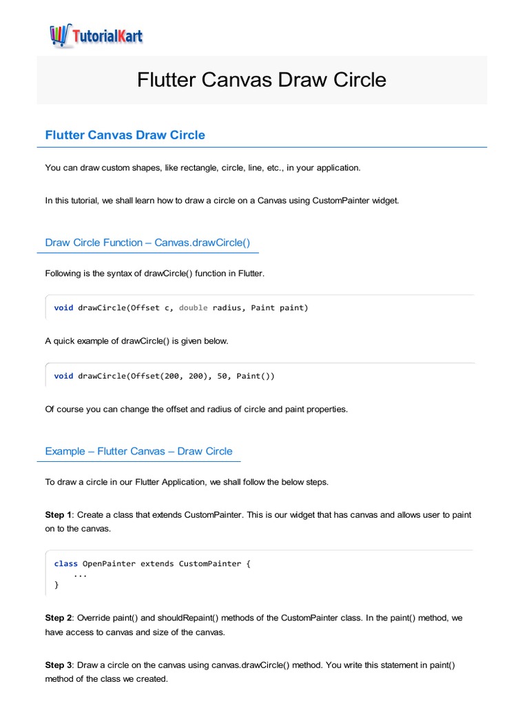 Flutter Canvas Draw Circle | PDF