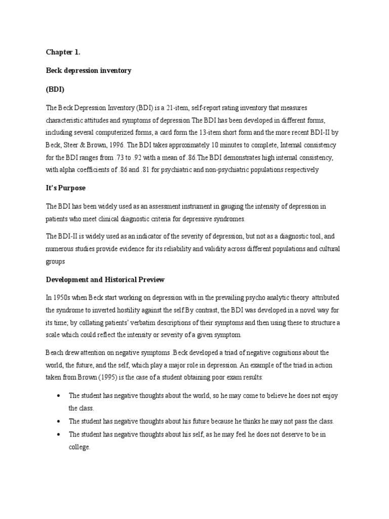 Overview of Beck Depression Inventory | PDF | Career & Growth | Self ...