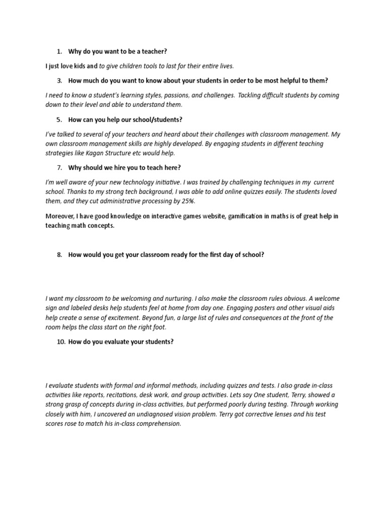 Teaching Interview Questions | PDF | Teachers | Classroom Teaching Interview Questions | PDF | Teachers | Classroom