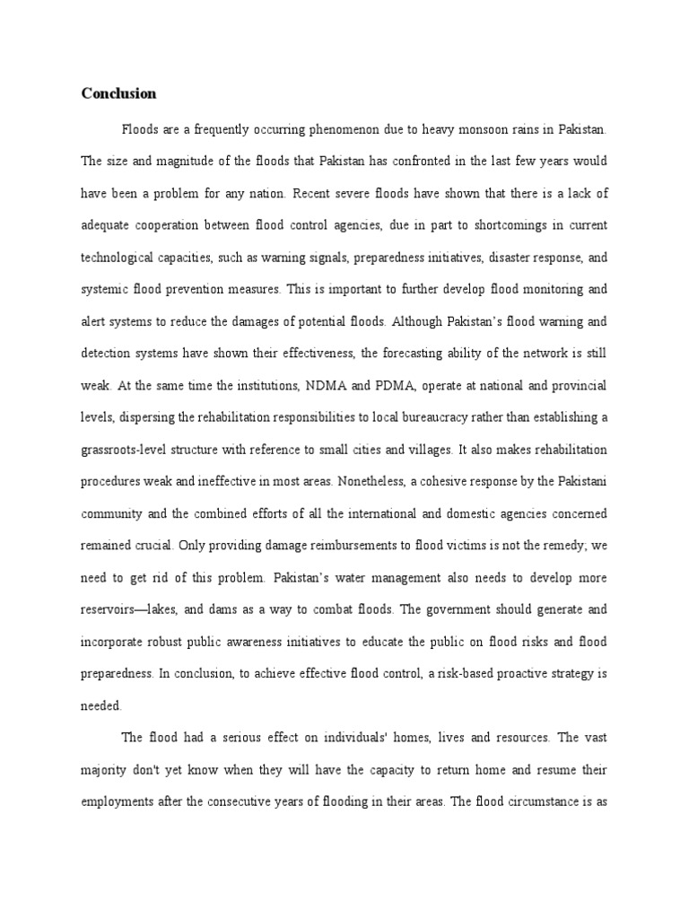 Conclusion (Effects of Flood On Health and Education) | PDF