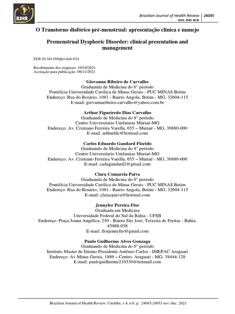 Transtorno Disforico Pre Menstrual TDPM | PDF | Menstruação | Menopausa