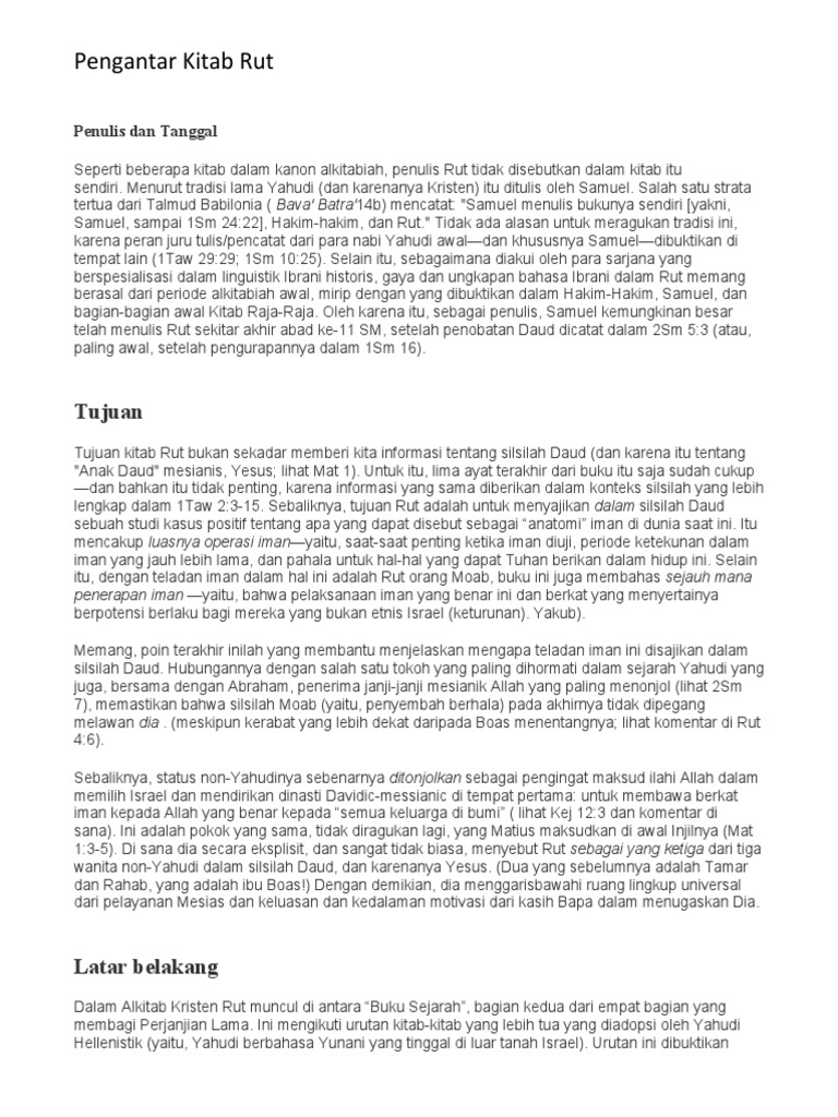 Pengantar Kitab Rut dan Penulisnya | PDF