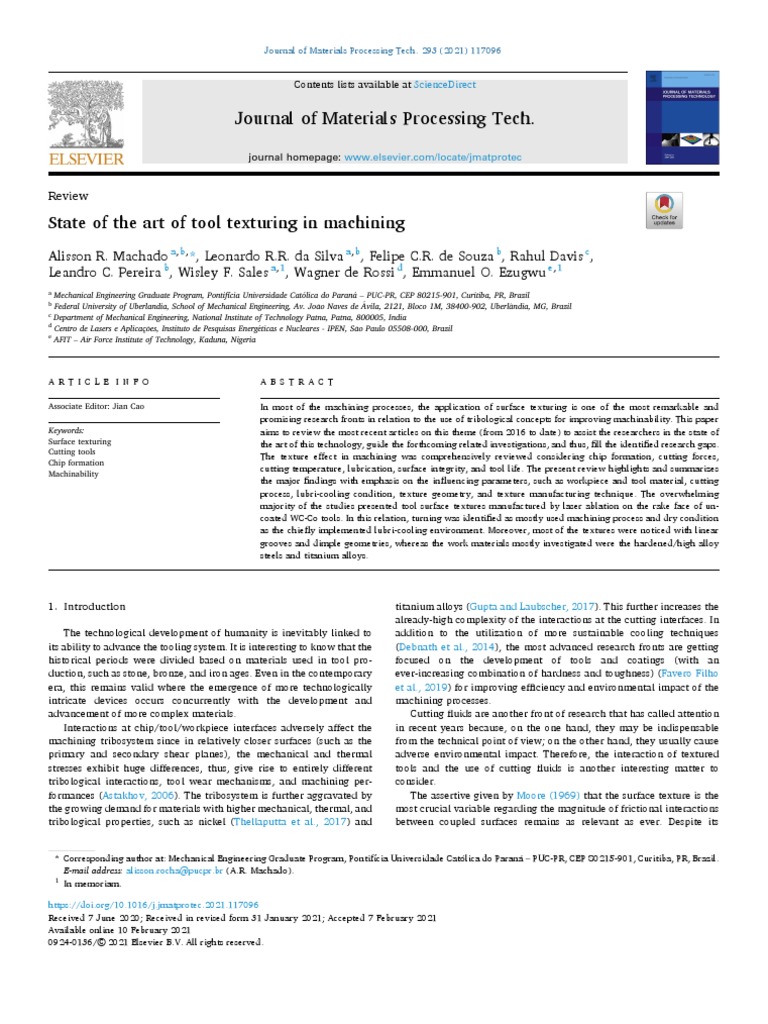 2021-JMPT-tool Texturing in Machining | PDF | Machining | Applied And ...