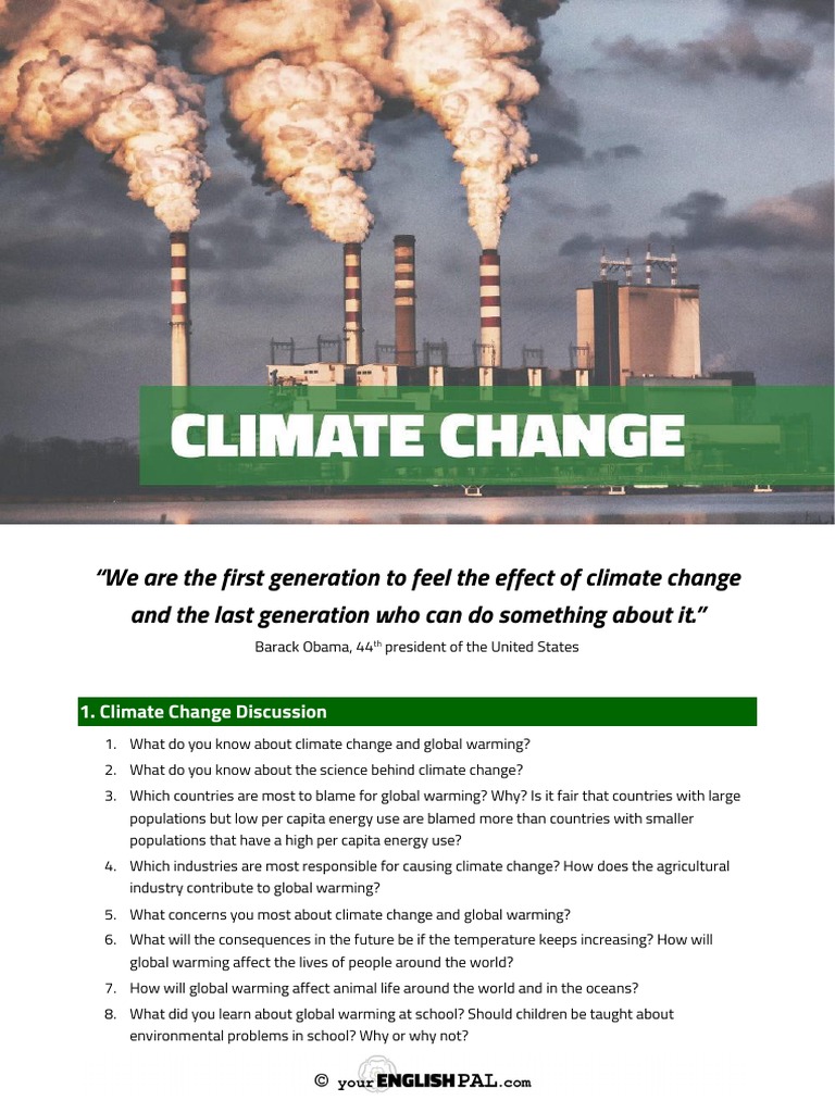 Your English Pal ESL Lesson Plan Climate Change Student v4 | PDF ...