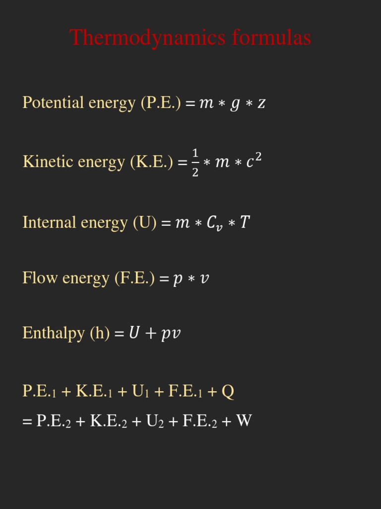 Thermodynamics Formulas | PDF | Gases | Physical Chemistry