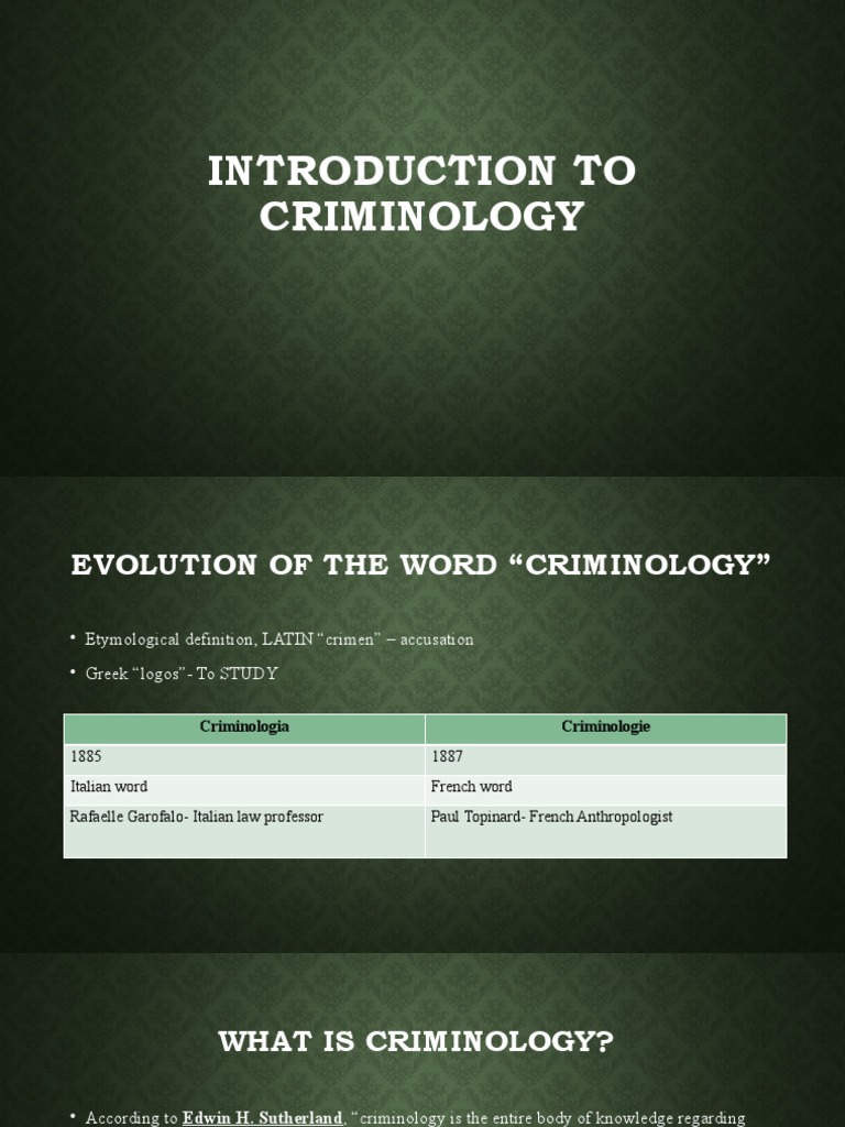 Short DEMO Introduction To Criminology | PDF | Criminology | Crimes