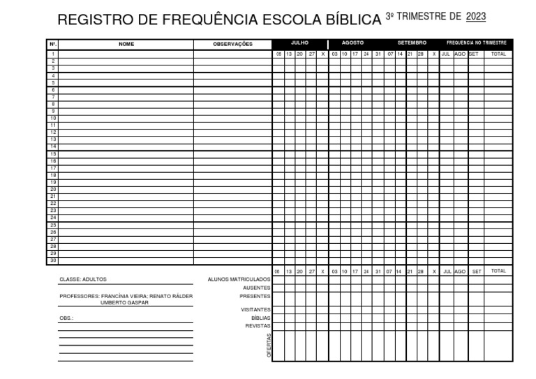 Caderneta de Classe EBD Folha CPAD PDF | PDF