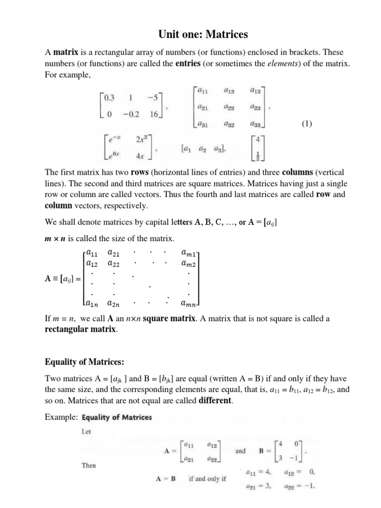 Unit 1-Matrices | Download Free PDF | Matrix (Mathematics) | Abstract ... Unit 1-Matrices | Download Free PDF | Matrix (Mathematics) | Abstract ...