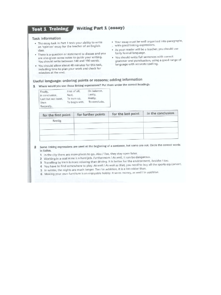 Writing Essay Part 1 | PDF