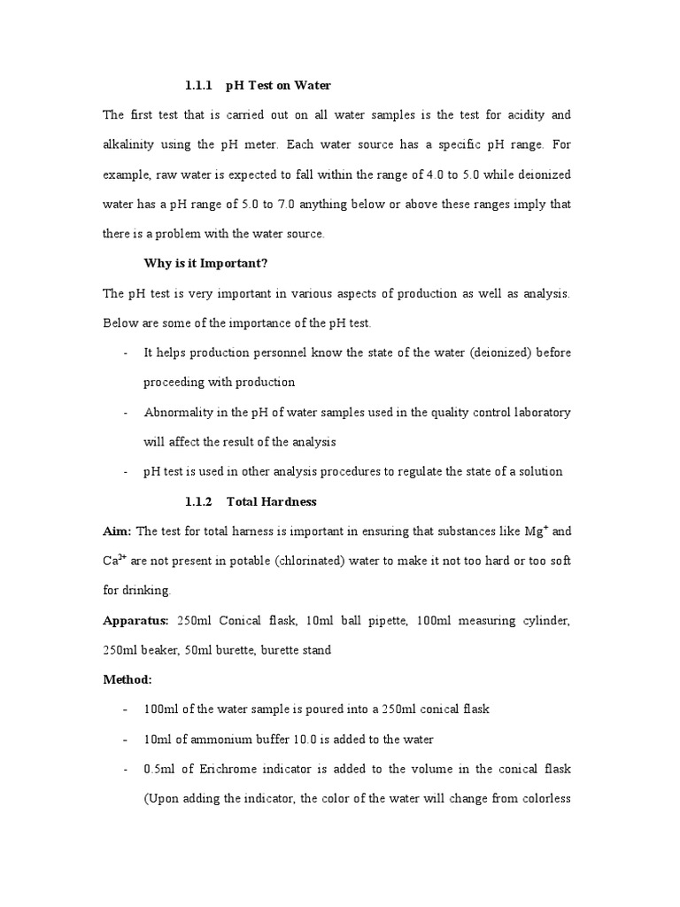 PH Test On Water at SIWES | PDF | Ph | Water