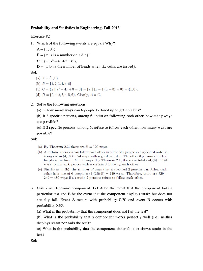 PSE Exercise 2 Solution | PDF