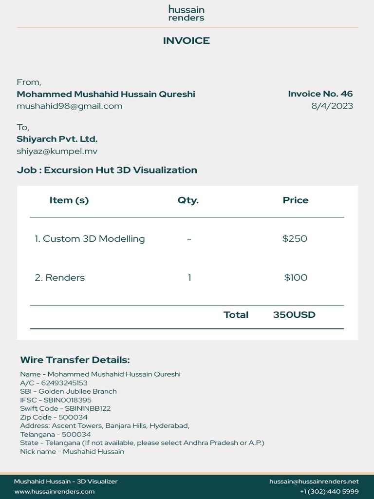 Invoice - Excursion Hut Revised | PDF