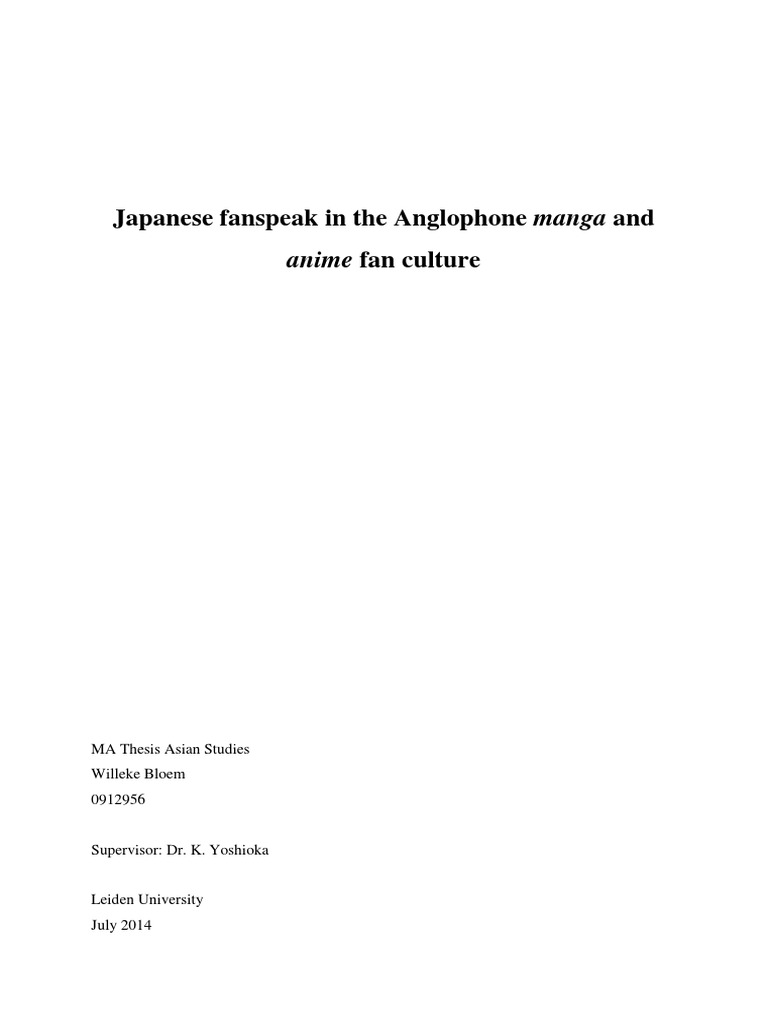 Fanspeak in Manga and Anime Culture | PDF | Anime | Japanese Language