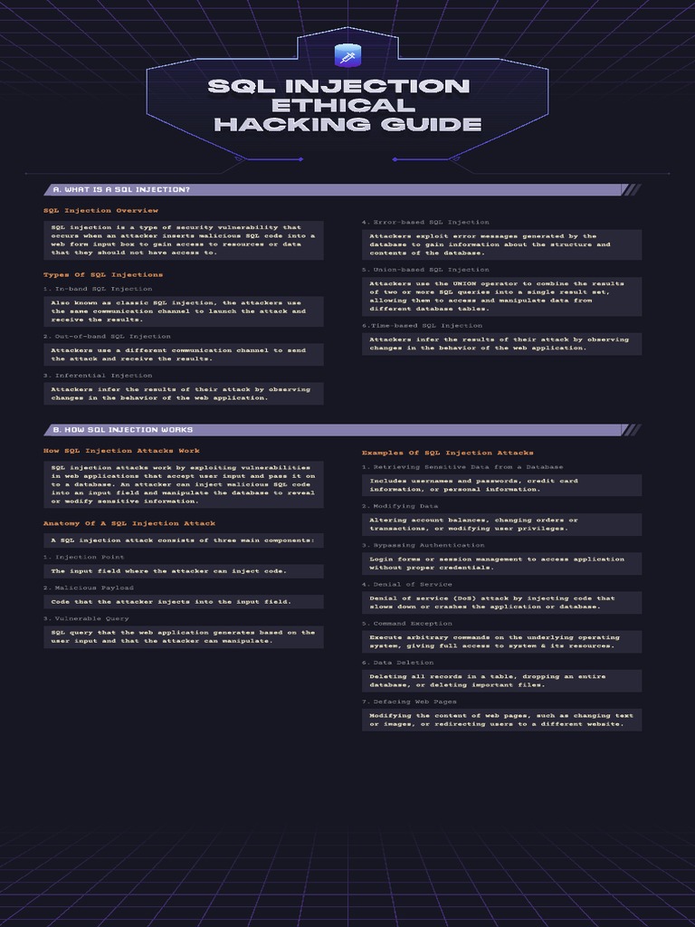 SQL Injection Ethical Hacking Guide | PDF | World Wide Web | Internet & Web SQL Injection Ethical Hacking Guide | PDF | World Wide Web | Internet & Web