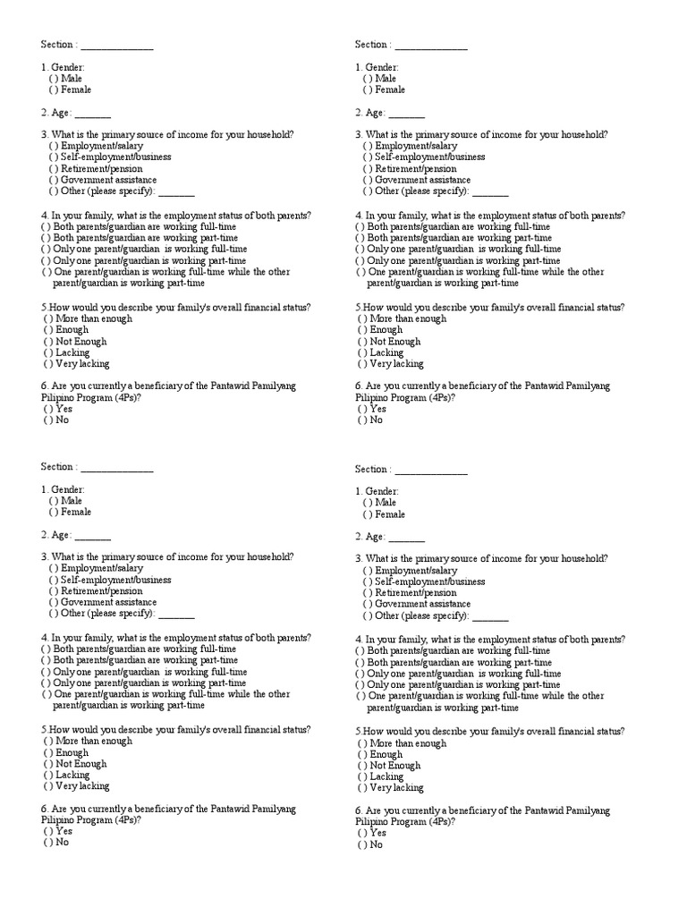 Research Group3 Questionnaire | PDF | Retirement | Self Employment